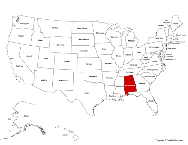Printable Map of Alabama with Cities | Free USA Maps