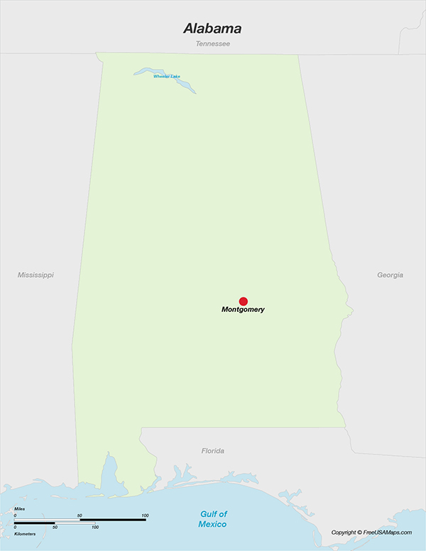 Printable Map of Alabama State Outline | Free USA Maps