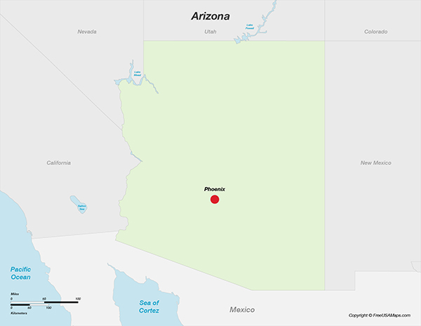 Printable Map of Arizona with Cities | Free USA Maps