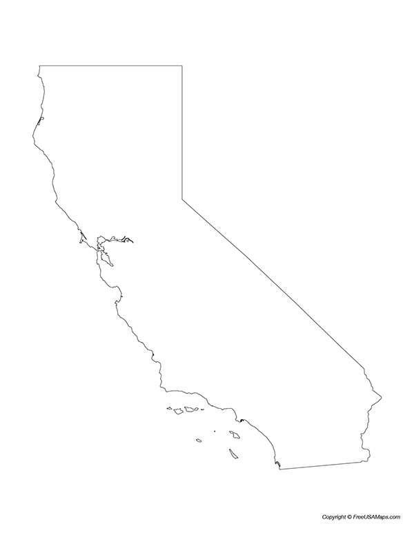 Printable Map of California State Shape | Free USA Maps