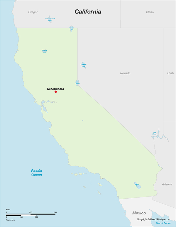 Printable Map of California State Shape | Free USA Maps