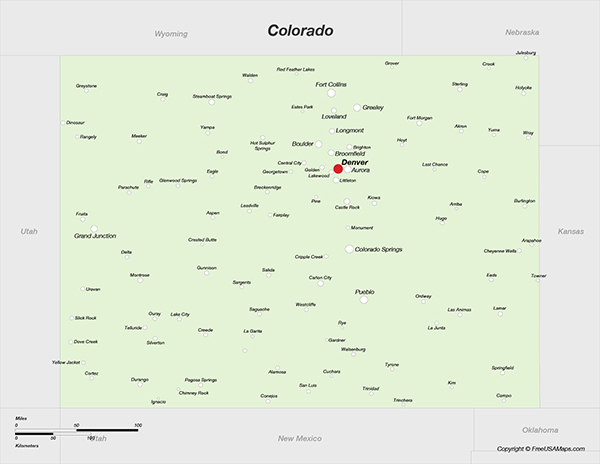 Printable Map of Colorado with Counties and Cities | Free USA Maps
