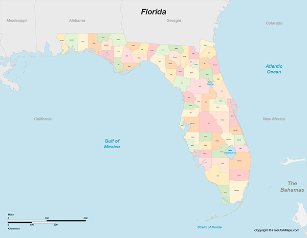 Printable Map of Florida State Outline | Free USA Maps