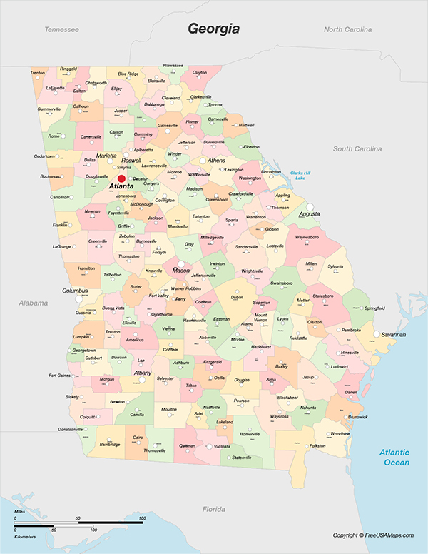 Free Printable State Maps of Georgia | Free USA Maps
