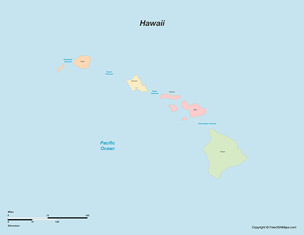 Printable Map of Hawaii with Counties | Free USA Maps