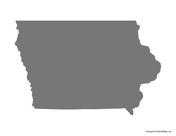 Printable Map of Iowa State Outline | Free USA Maps
