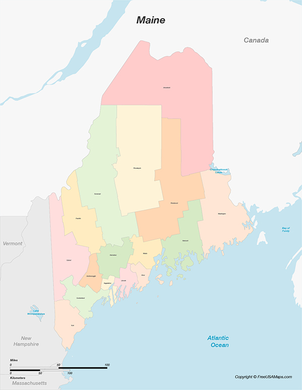 Printable Map of Maine with Cities | Free USA Maps