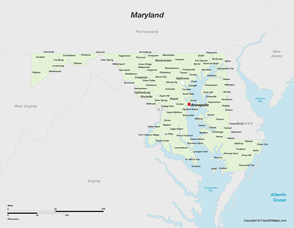 Printable Map of Maryland with Counties | Free USA Maps