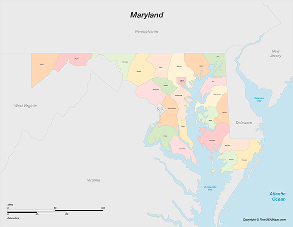 Printable Map of Maryland with Counties | Free USA Maps