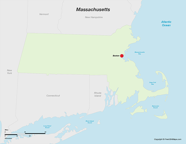 Printable Map of Massachusetts with Counties and Cities | Free USA Maps