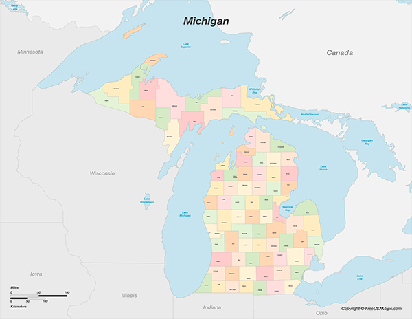 Free Printable State Maps of Michigan | Free USA Maps