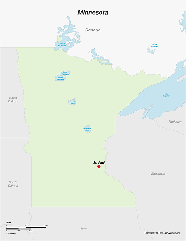 Printable Map of Minnesota State Outline | Free USA Maps