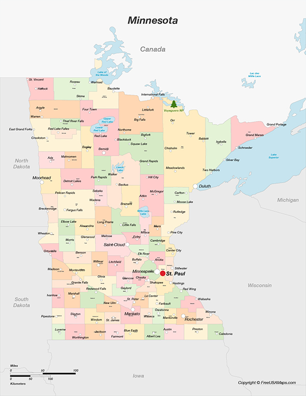 Printable Map of Minnesota State Outline | Free USA Maps