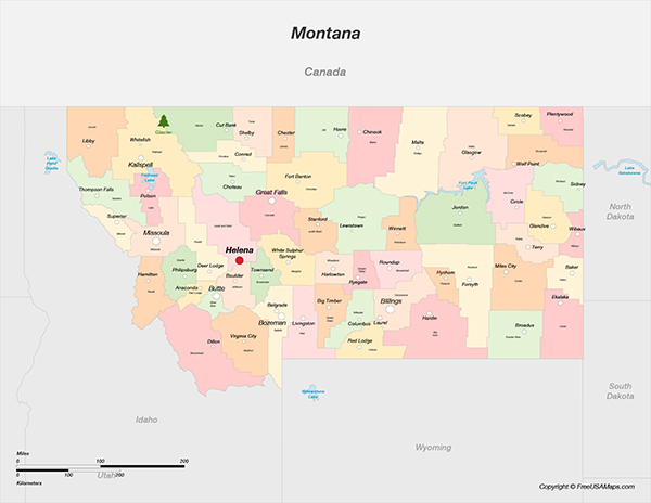 Printable Map of Montana with Cities | Free USA Maps