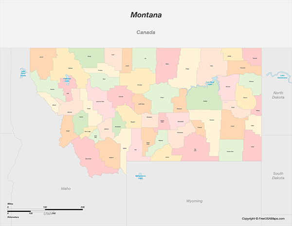 Printable Map of Montana with Counties | Free USA Maps