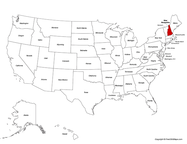 Printable Map of New Hampshire with Cities | Free USA Maps