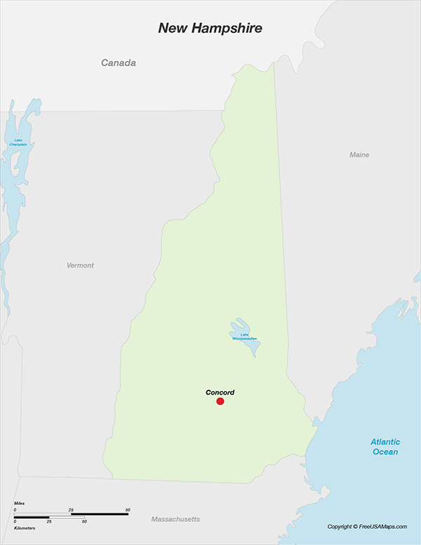 Printable Map of New Hampshire with Cities | Free USA Maps