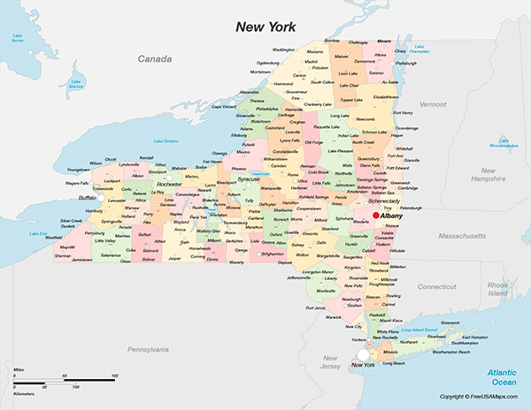 Free Printable State Maps of New York | Free USA Maps