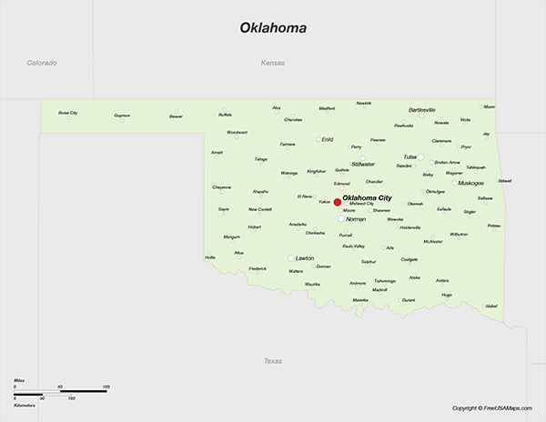 Free Printable State Maps of Oklahoma | Free USA Maps