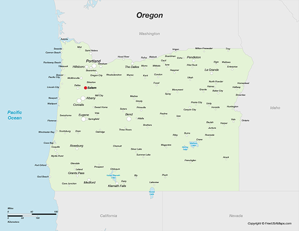 Printable Map of Oregon with Cities | Free USA Maps