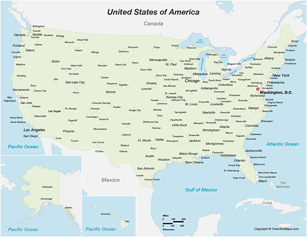 Printable Map of the United States with States and Major Rivers | Free ...