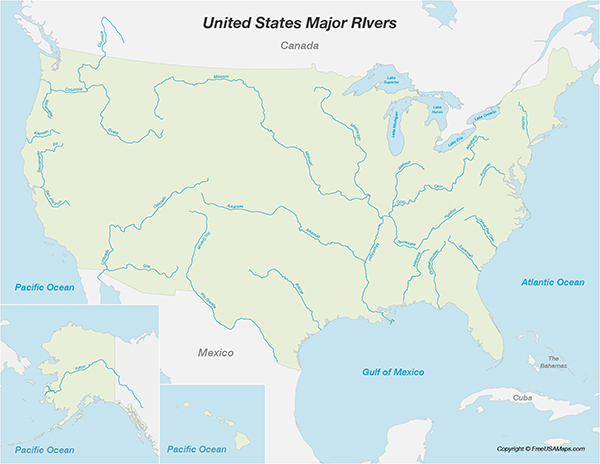 Printable Map of the United States with Major Rivers | Free USA Maps