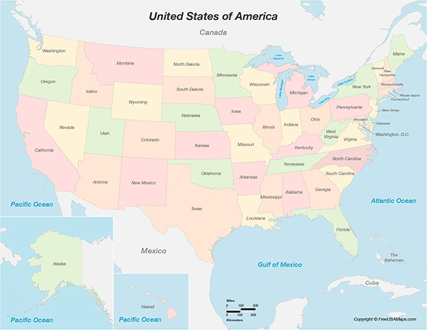 Free Maps of the United States, the 50 States and Territories | Free ...