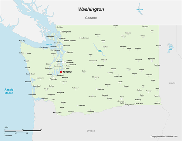 Printable Map of Washington with Counties and Cities | Free USA Maps