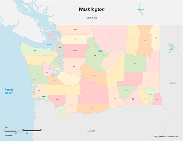 Printable Map of Washington with Counties and Cities | Free USA Maps