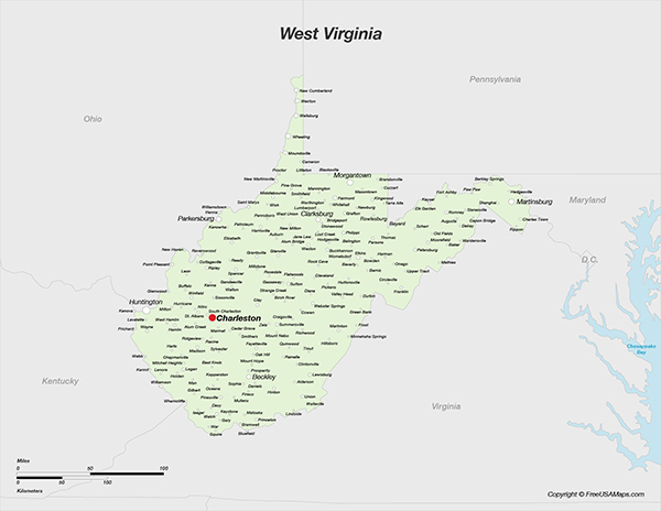 Printable Map of West Virginia with Cities | Free USA Maps