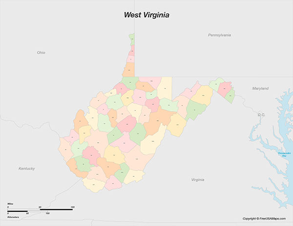 Printable Map of West Virginia State Outline | Free USA Maps
